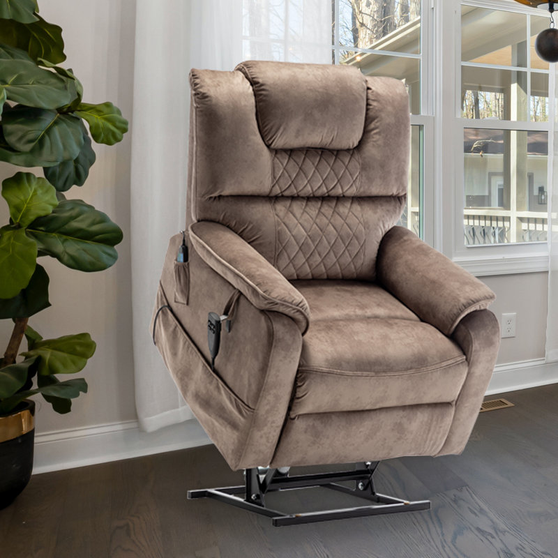 Hokku Designs Carollynn Oversized Power Lift Chair, Dual Motor Lay Flat Recliner with Heat ...